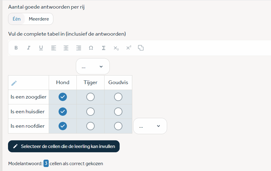 [Update] Nieuwe werkvorm in Learnbeat: Meerkeuzetabel